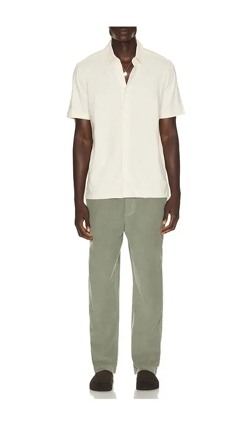 Theory Noran Short Sleeve Shirt In Cream - Seashell