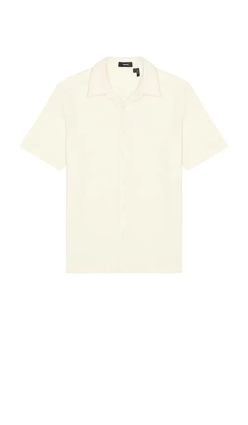 Theory Noran Short Sleeve Shirt In Cream - Seashell