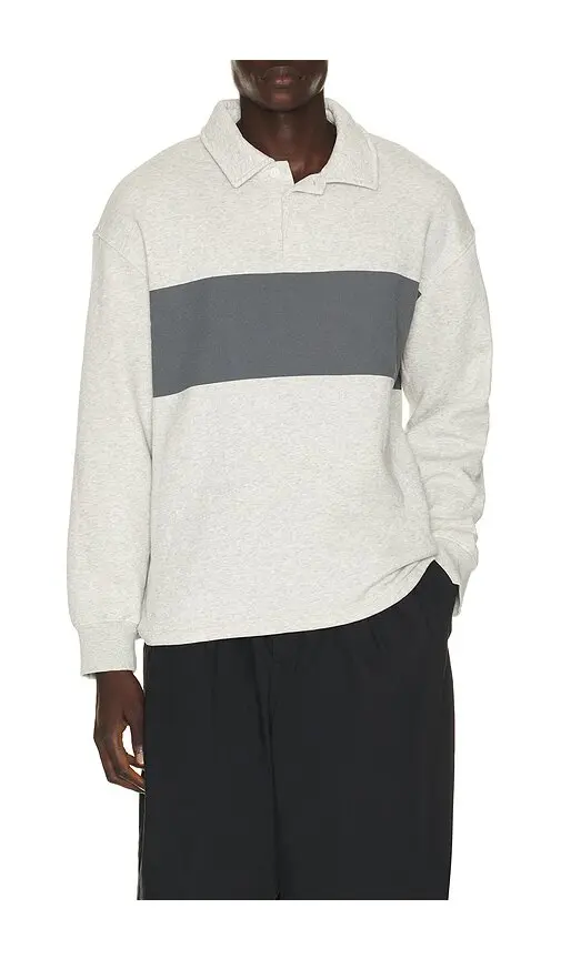 SKIMS Fleece Lounge Rugby Polo In Grey - Light Heather Grey