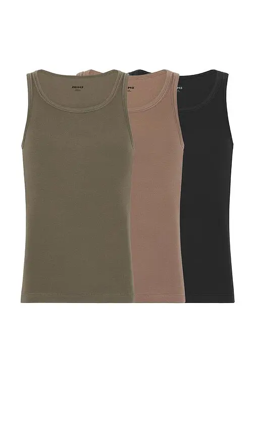 SKIMS Cotton Rib Tank 3-pack In Multi - Jungle Multi