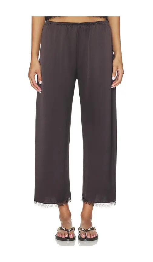 LESET Barb Lace Crop Pant - Chocolate