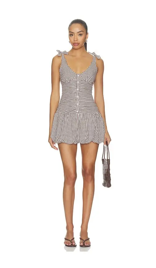 Astr The Label Jeliany Dress In Brown - Brown Gingham