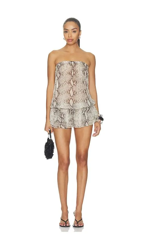 INDAH Izzy Printed Drop Waist Mini Dress