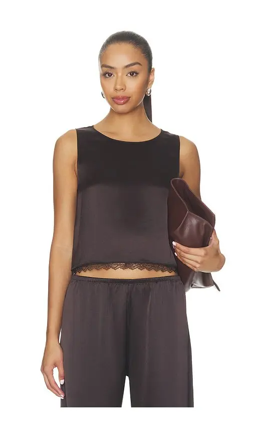 LESET Barb Lace Crop Sleeveless Crew