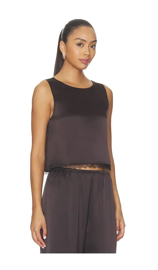 LESET Barb Lace Crop Sleeveless Crew