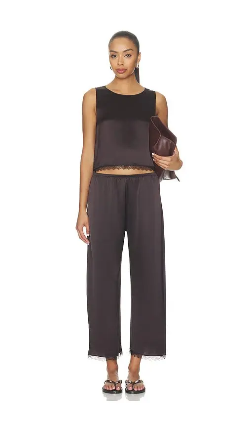 LESET Barb Lace Crop Sleeveless Crew
