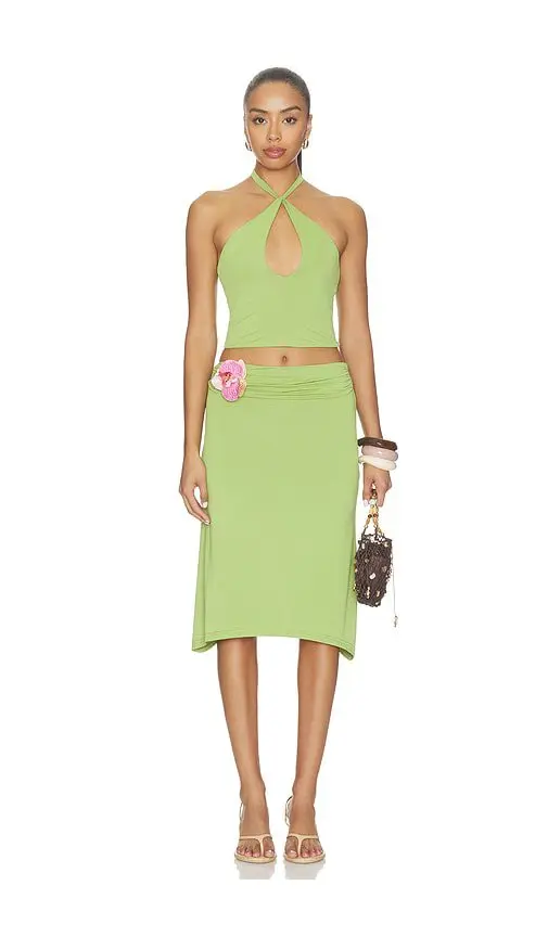 MORE TO COME Everlane Midi Skirt Set - Green