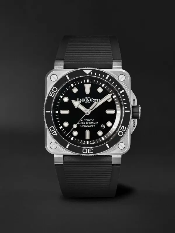 BELL & ROSS Br-03 Diver Automatic Stainless Steel Watch, Ref. Br03a-d-bl-st/srb