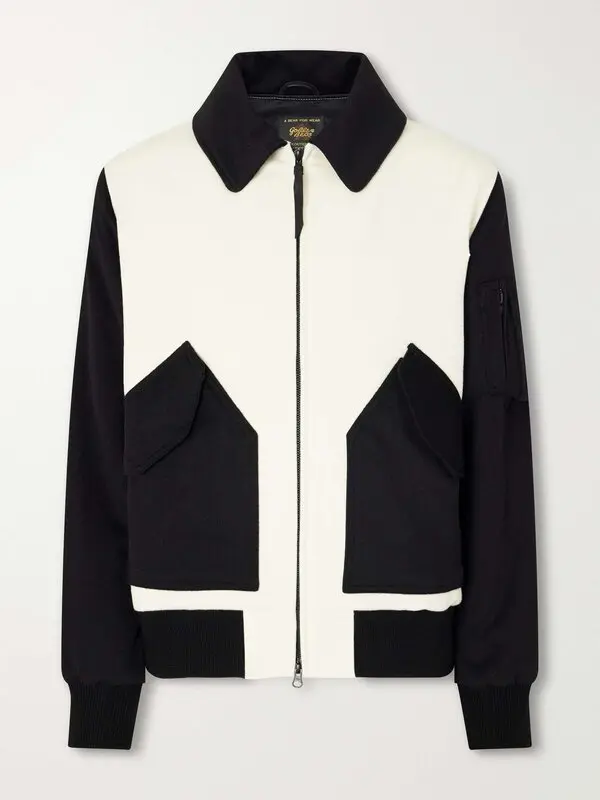 Golden Bear Two-tone Wool-felt Bomber Jacket - Ivory