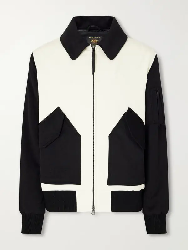Golden Bear Two-tone Leather-trimmed Wool-felt Bomber Jacket - Neutrals