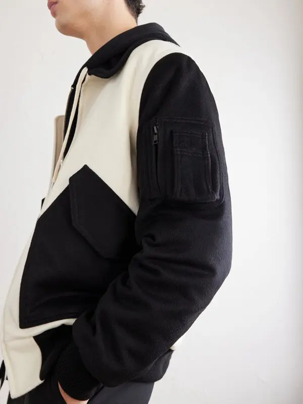 Golden Bear Two-tone Leather-trimmed Wool-felt Bomber Jacket - Neutrals