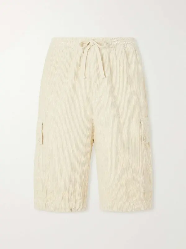 Barena Venezia Wide-leg Cotton-corduroy Cargo Shorts