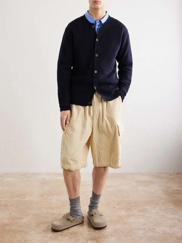 Barena Venezia Wide-leg Cotton-corduroy Cargo Shorts