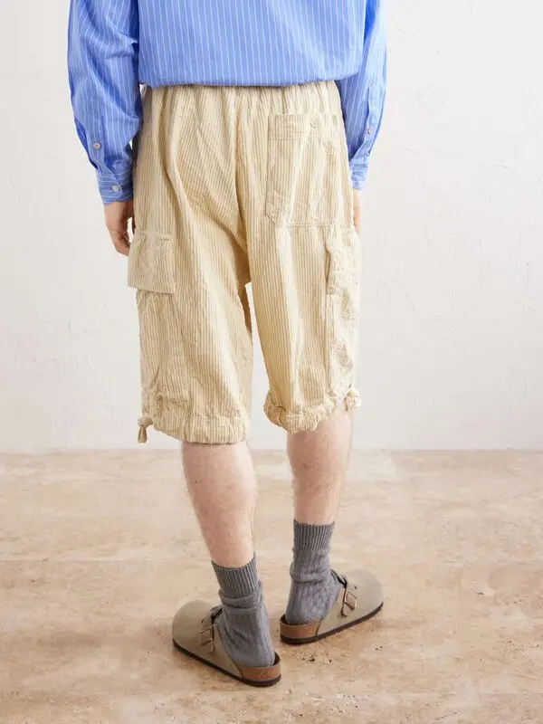 Barena Venezia Wide-leg Cotton-corduroy Cargo Shorts