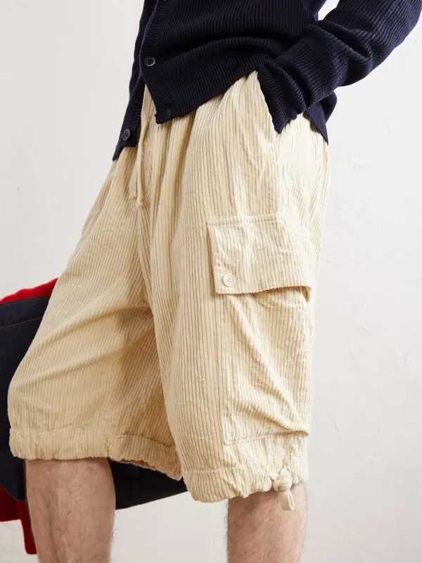 Barena Venezia Wide-leg Cotton-corduroy Cargo Shorts