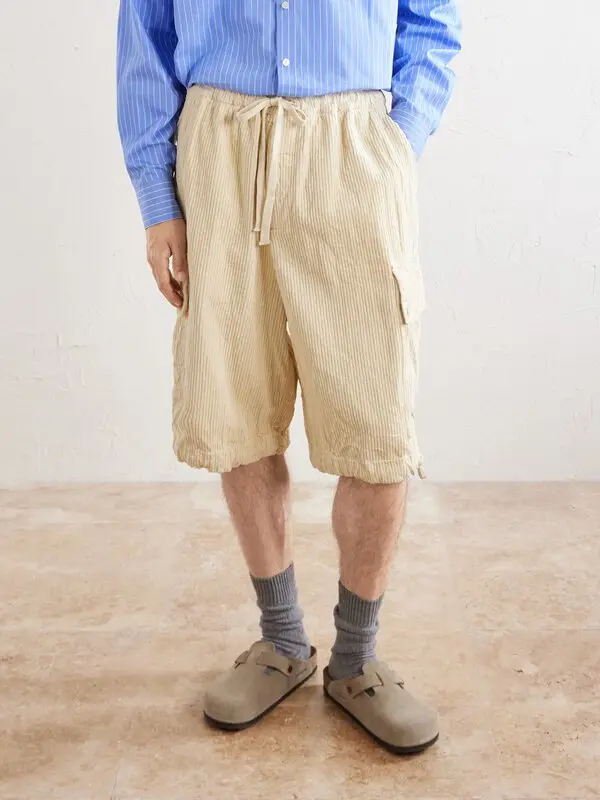Barena Venezia Wide-leg Cotton-corduroy Cargo Shorts