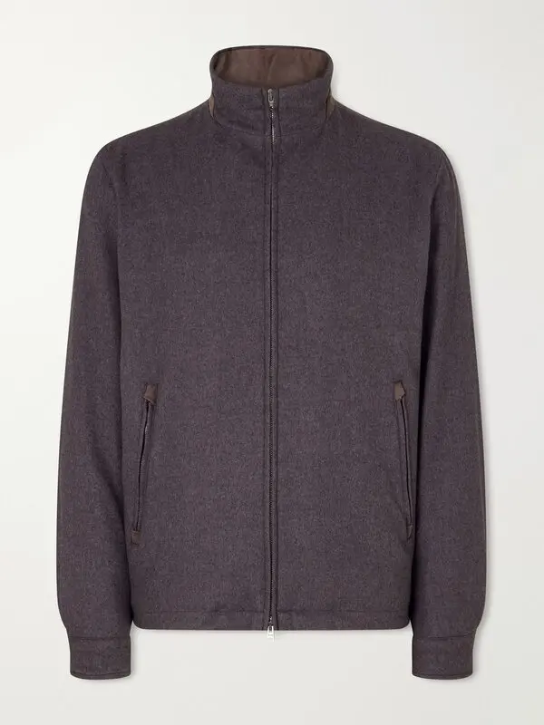 Herno Silk And Cashmere-blend Twill Bomber Jacket - Gray