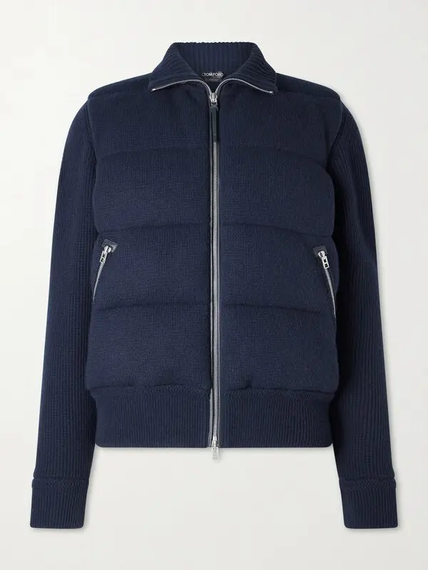 TOM FORD Quilted Wool Down Jacket - Blue