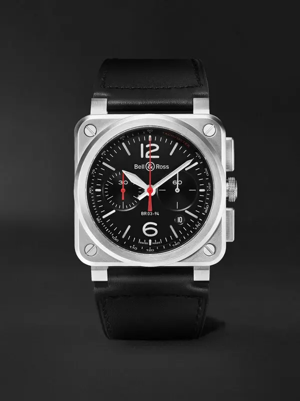 BELL & ROSS Br 03 Automatic Chronograph Stainless Steel Watch, Ref. Br0394-blc-st/sca