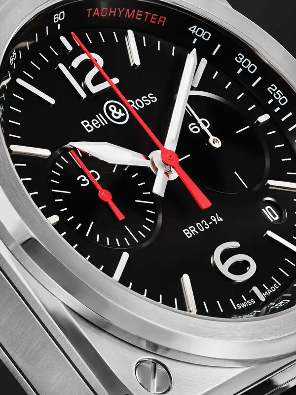 BELL & ROSS Br 03 Automatic Chronograph Stainless Steel Watch, Ref. Br0394-blc-st/sca