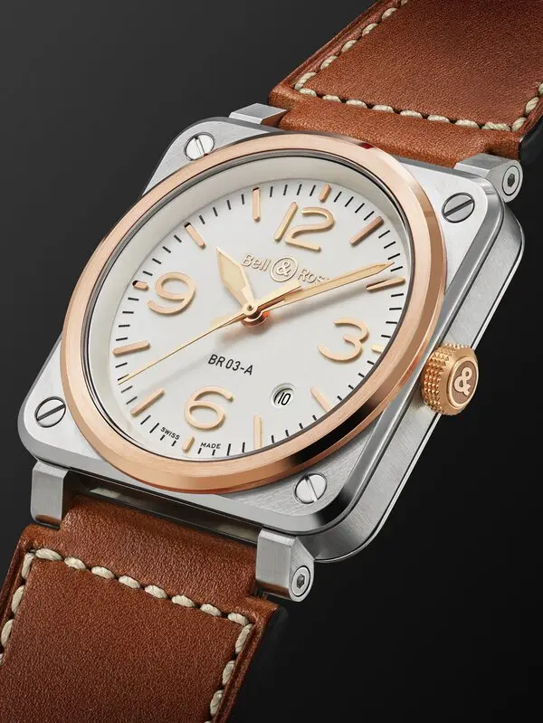 BELL & ROSS Br 03 Automatic Watch In 18k Rose Gold And Steel