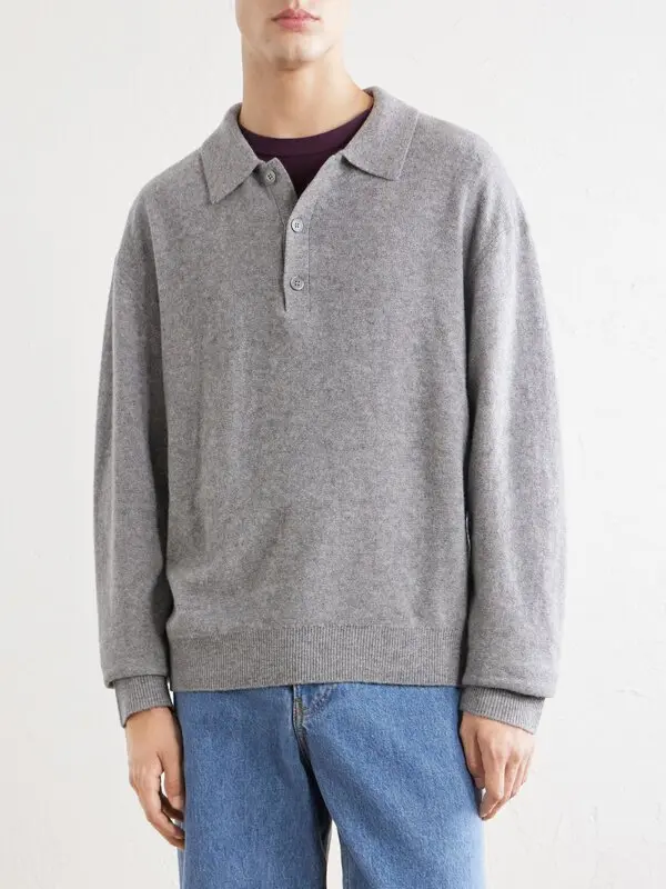 FRAME Wool Polo Sweater - Gray