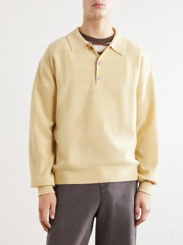 FRAME Wool Polo Sweater - Yellow