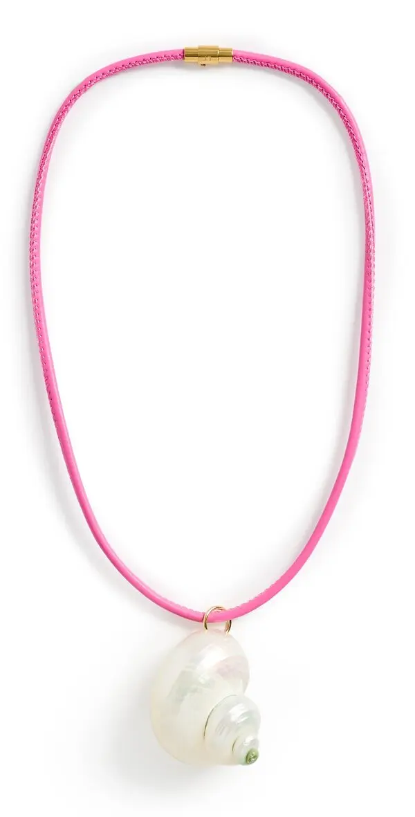 LOGAN TAY Cord Shell Pendant Necklace - Pink