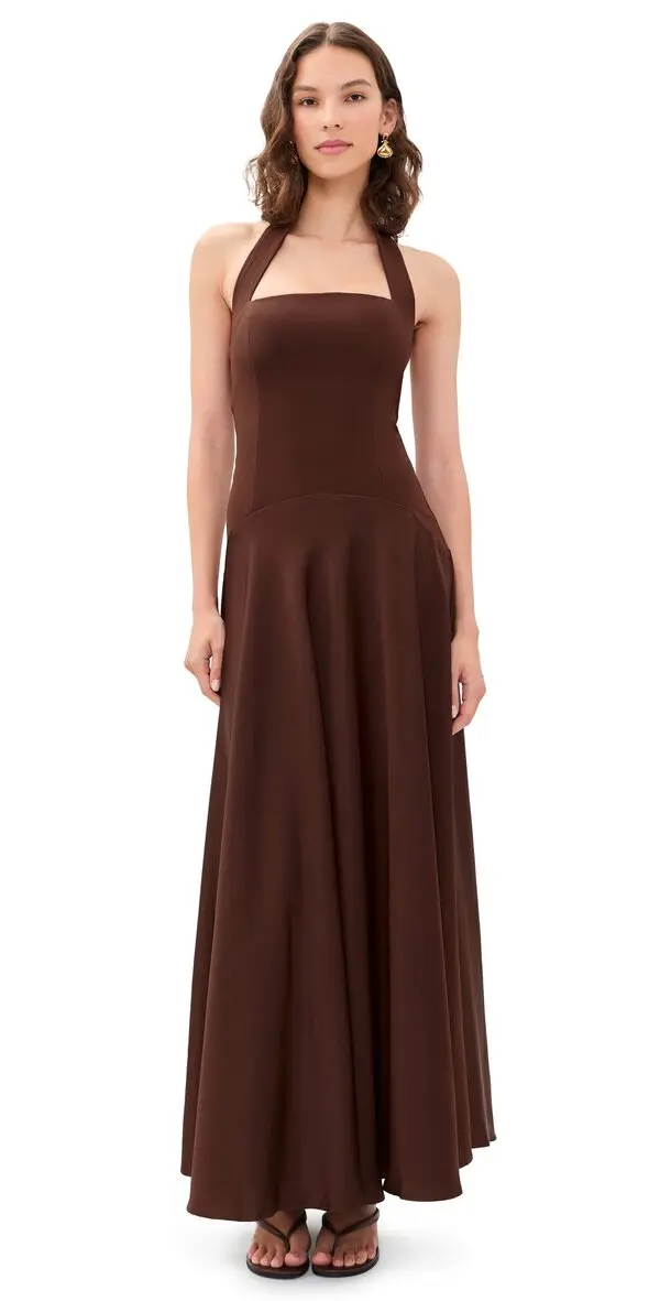 RUNAWAY THE LABEL Odina Maxi Dress - Chocolate