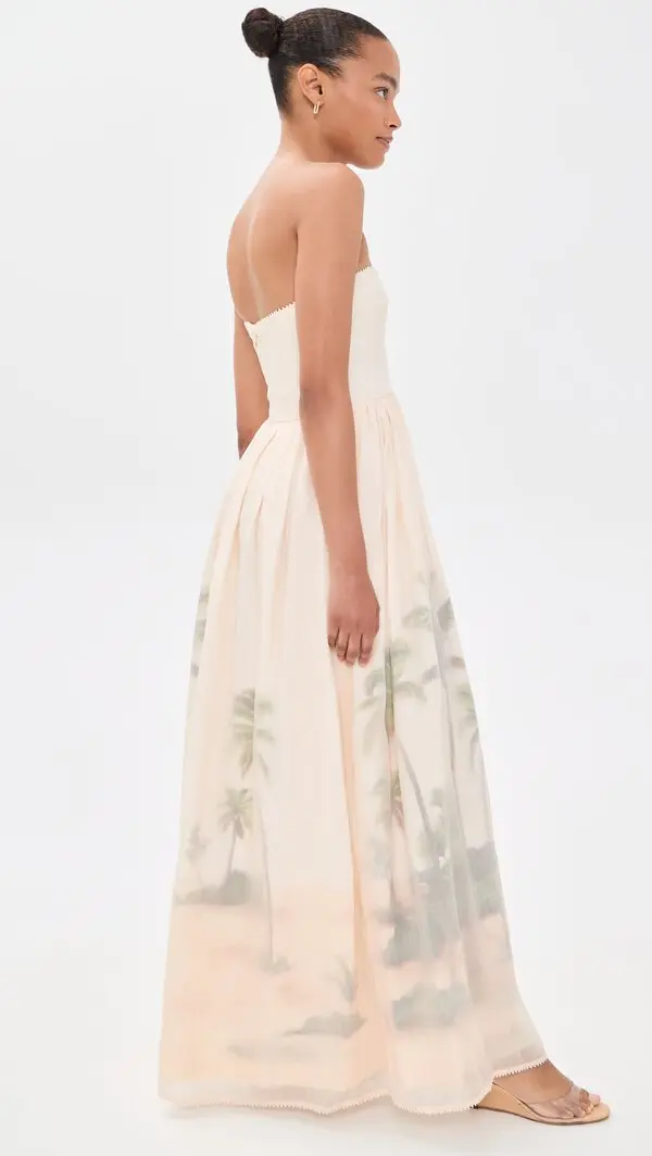 Agua Bendita Strapless Printed Maxi Dress