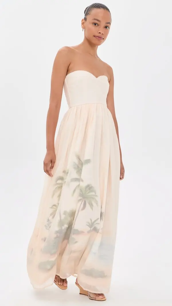 Agua Bendita Strapless Printed Maxi Dress