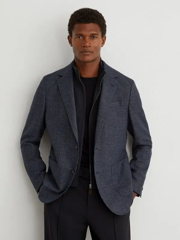 REISS Kyle Check Single-breasted Blazer With Gilet Insert Tailored-fit