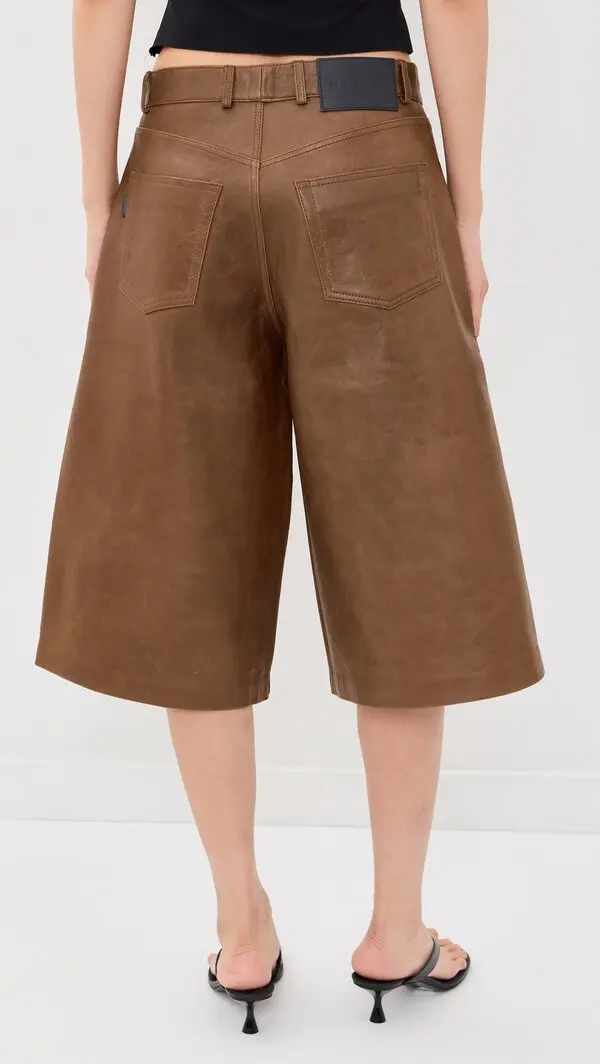 HAIKURE Silky Leather Patchwork Shorts