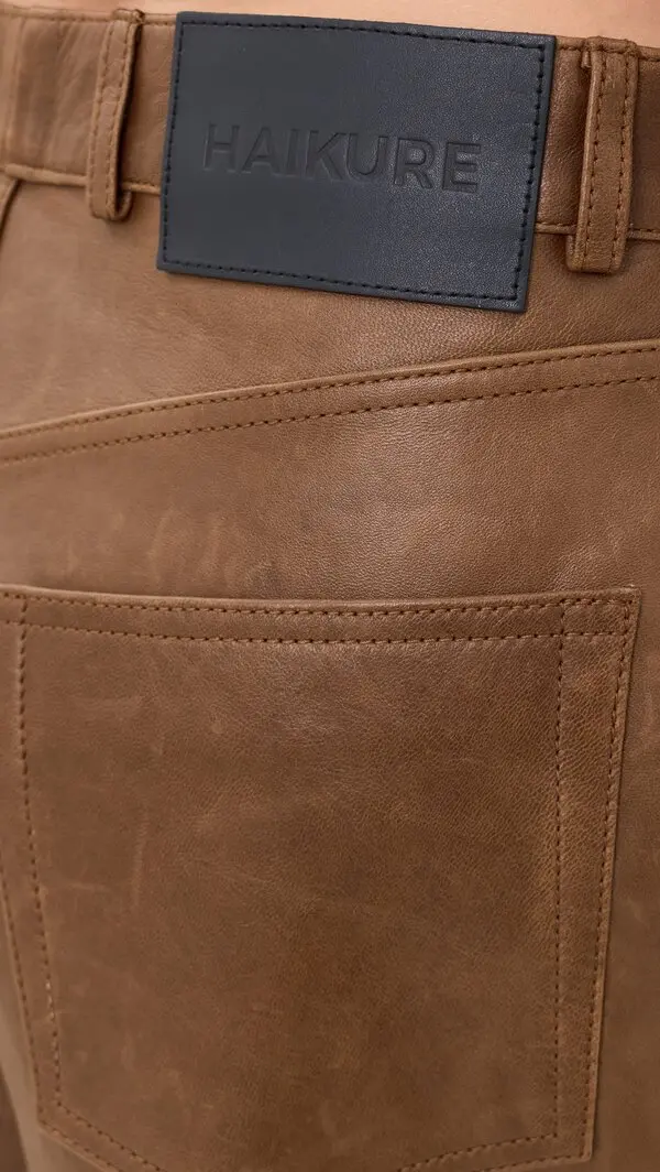 HAIKURE Silky Leather Patchwork Shorts