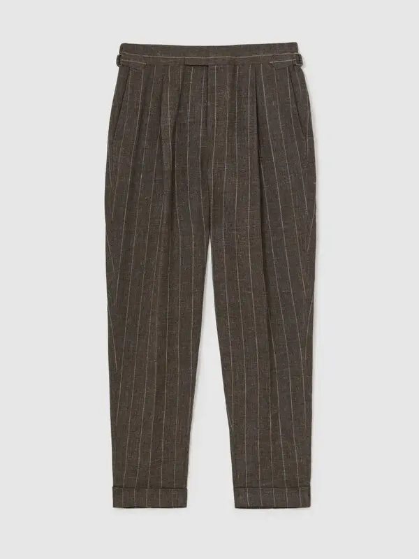 ATELIER Linen-cotton Pinstripe Classic-fit Trousers