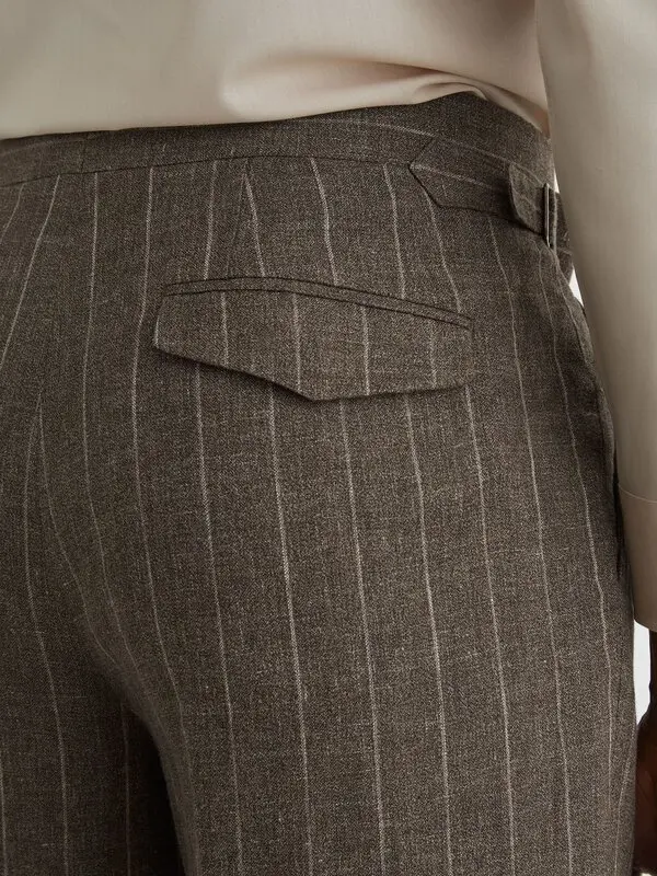 ATELIER Linen-cotton Pinstripe Classic-fit Trousers