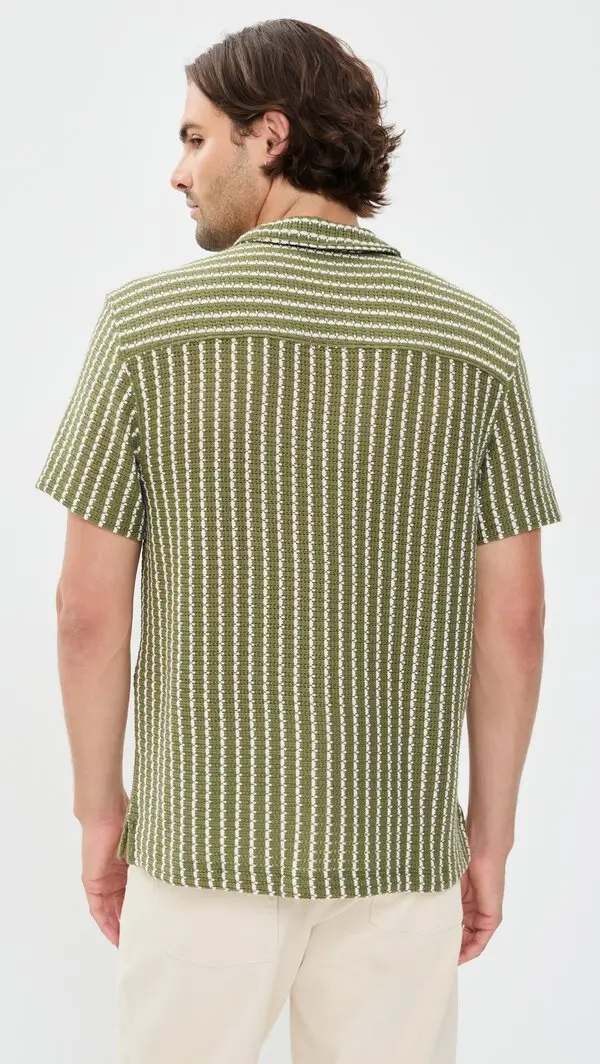 Madewell Naples Collared Shirt - Stripe Olive