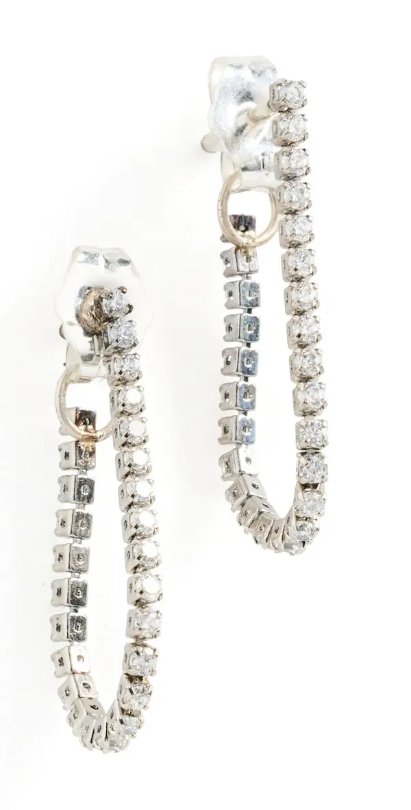 Shashi Micro Teeny Tiny Front To Back Earrings With Cubic Zirconia - Silver