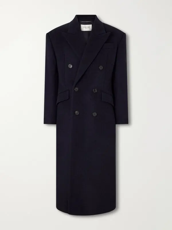 Saint Laurent Double-breasted Wool-blend Coat - Blue