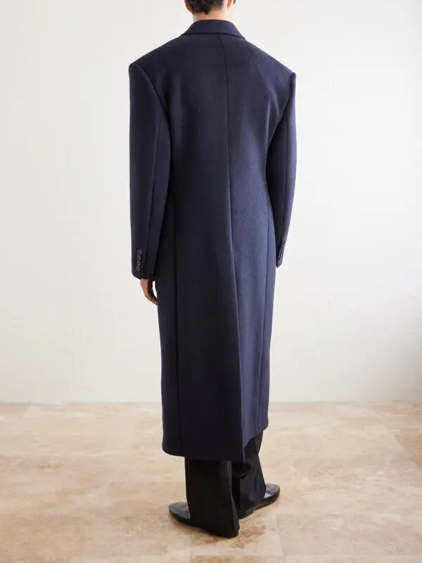 Saint Laurent Double-breasted Wool-blend Coat With Peak Lapels
