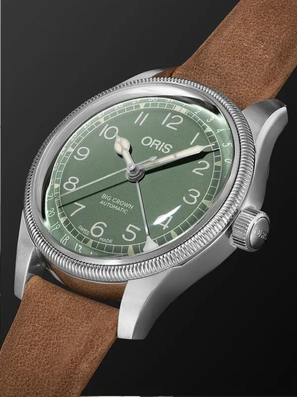 ORIS Big Crown Pointer Date Automatic Stainless Steel Watch With Brown Leather Strap