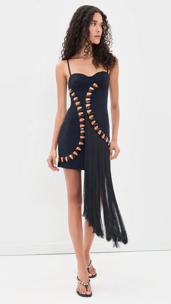 PatBO Delya Beaded Fringe Mini Dress