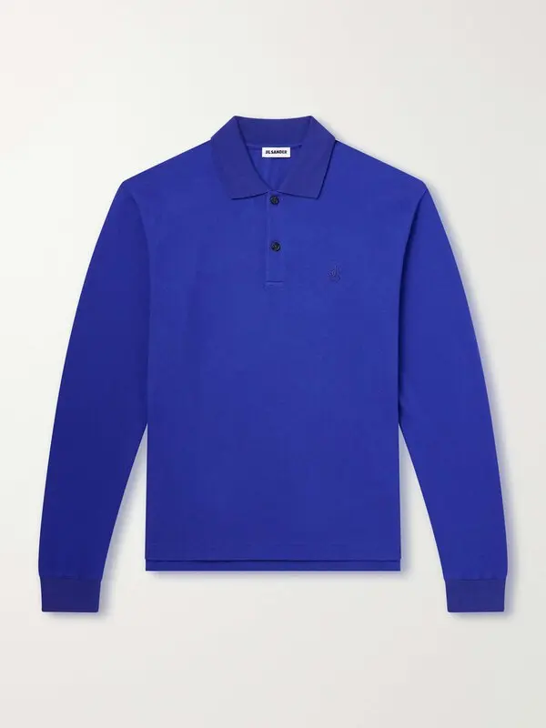 JIL SANDER Logo-embroidered Cotton-piqué Polo Shirt - Blue
