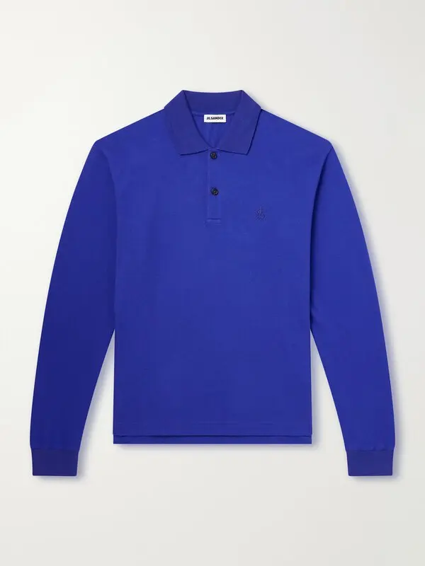 JIL SANDER Logo-embroidered Cotton-piqué Polo Shirt - Blue