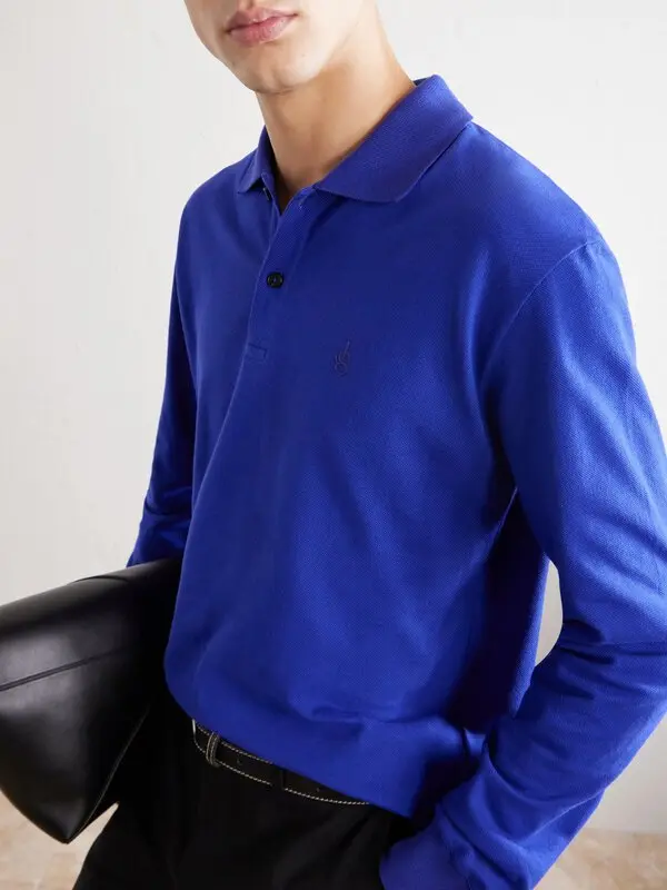 JIL SANDER Logo-embroidered Cotton-piqué Polo Shirt