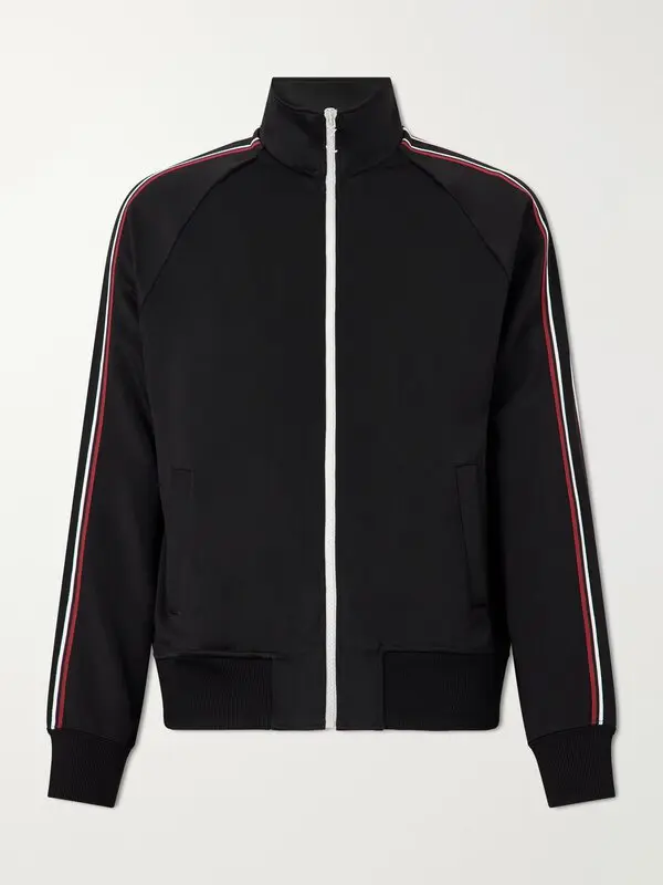 Saint Laurent Logo-detailed Striped Stretch-jersey Zip-up Sweatshirt