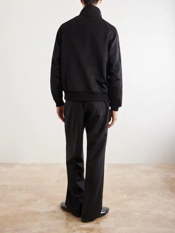 Saint Laurent Logo-detailed Striped Stretch-jersey Zip-up Sweatshirt