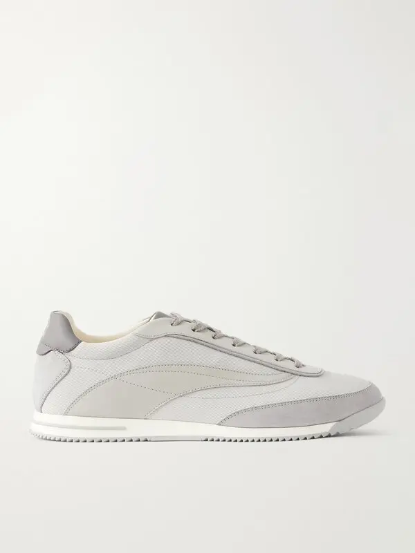 Brunello Cucinelli Paneled Suede And Shell Lace-up Sneakers