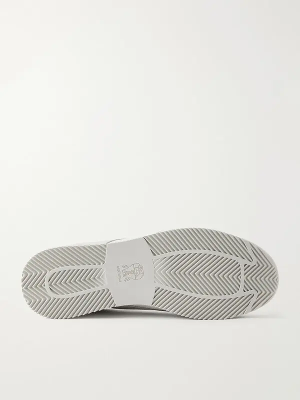 Brunello Cucinelli Paneled Suede And Shell Lace-up Sneakers