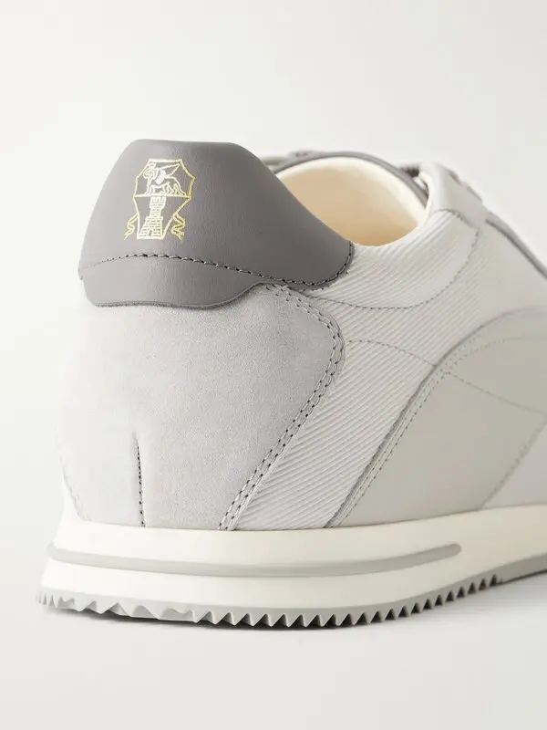 Brunello Cucinelli Paneled Suede And Shell Lace-up Sneakers